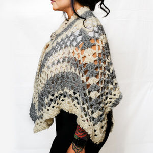 Handmade | Tops | Cape Shawl Stole Shawl Silver Ivory Color | Poshmark